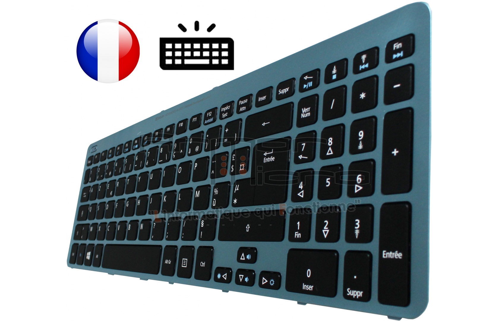 Clavier Cadre Bleu + ACER Aspire V5-571P V5-571PG Rétro-éclairé ...